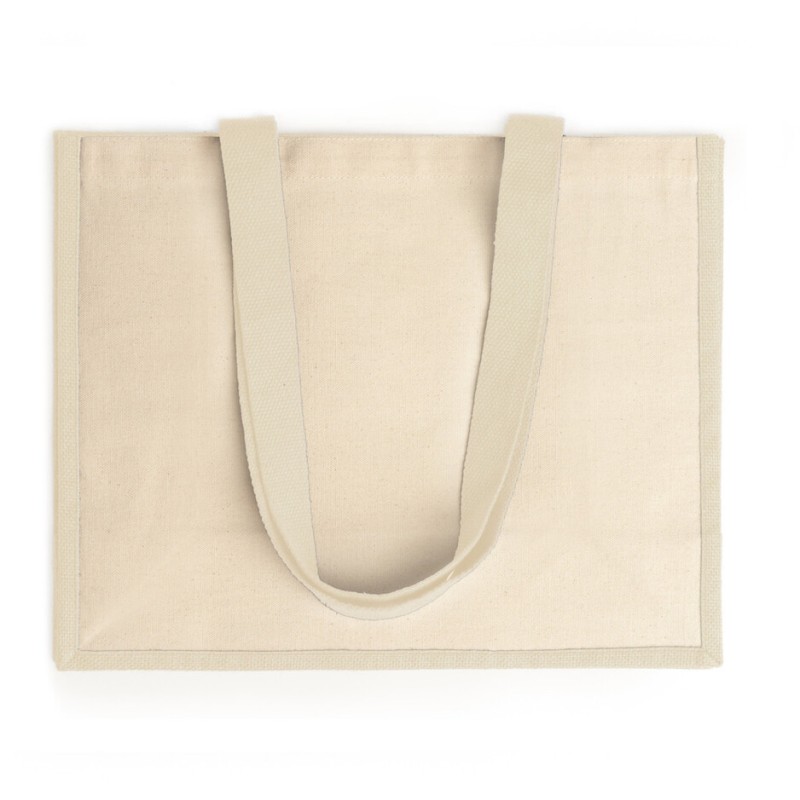 Sac cabas en jute avec les faces en coton pour le marquage