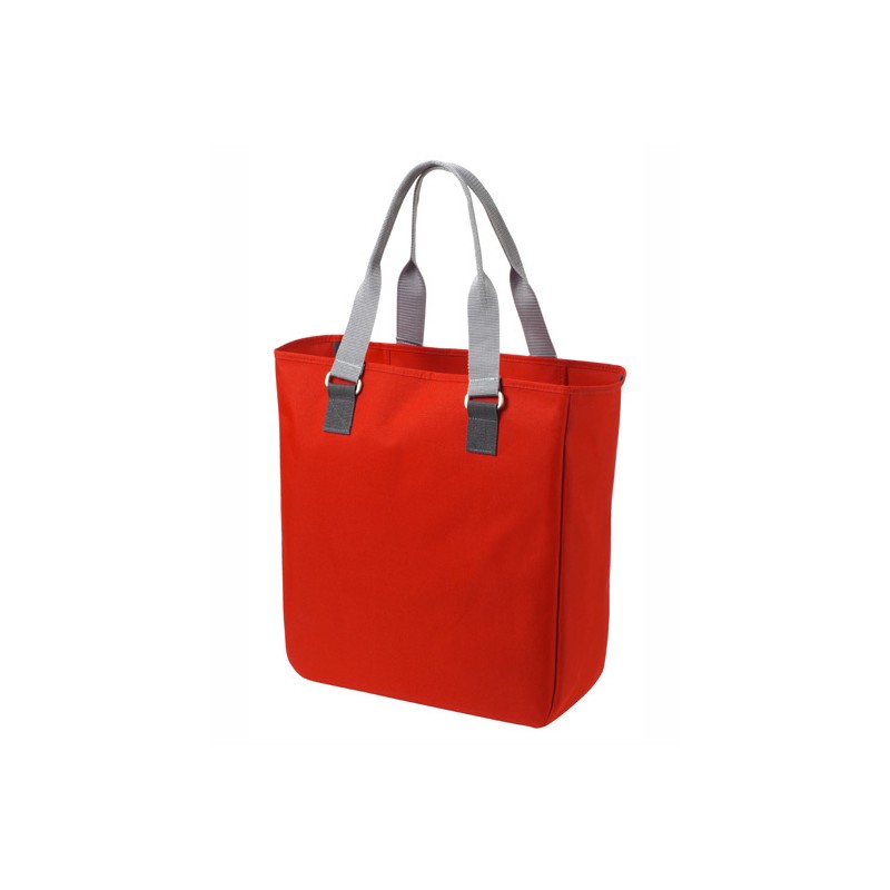 Grand sac cabas en polyester avec anses et boucle métallique grises